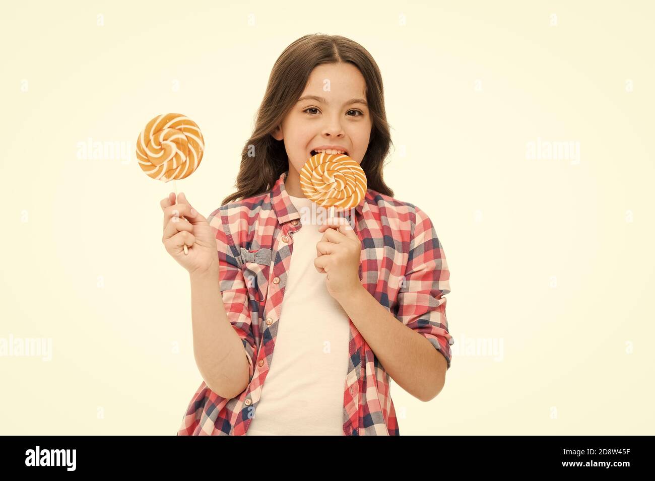 Sugar addiction. Healthy nutrition diet. Girl like sweets lollipop ...