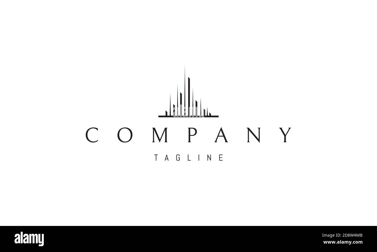 Vector logo on which an abstract image of the cityscape with ...