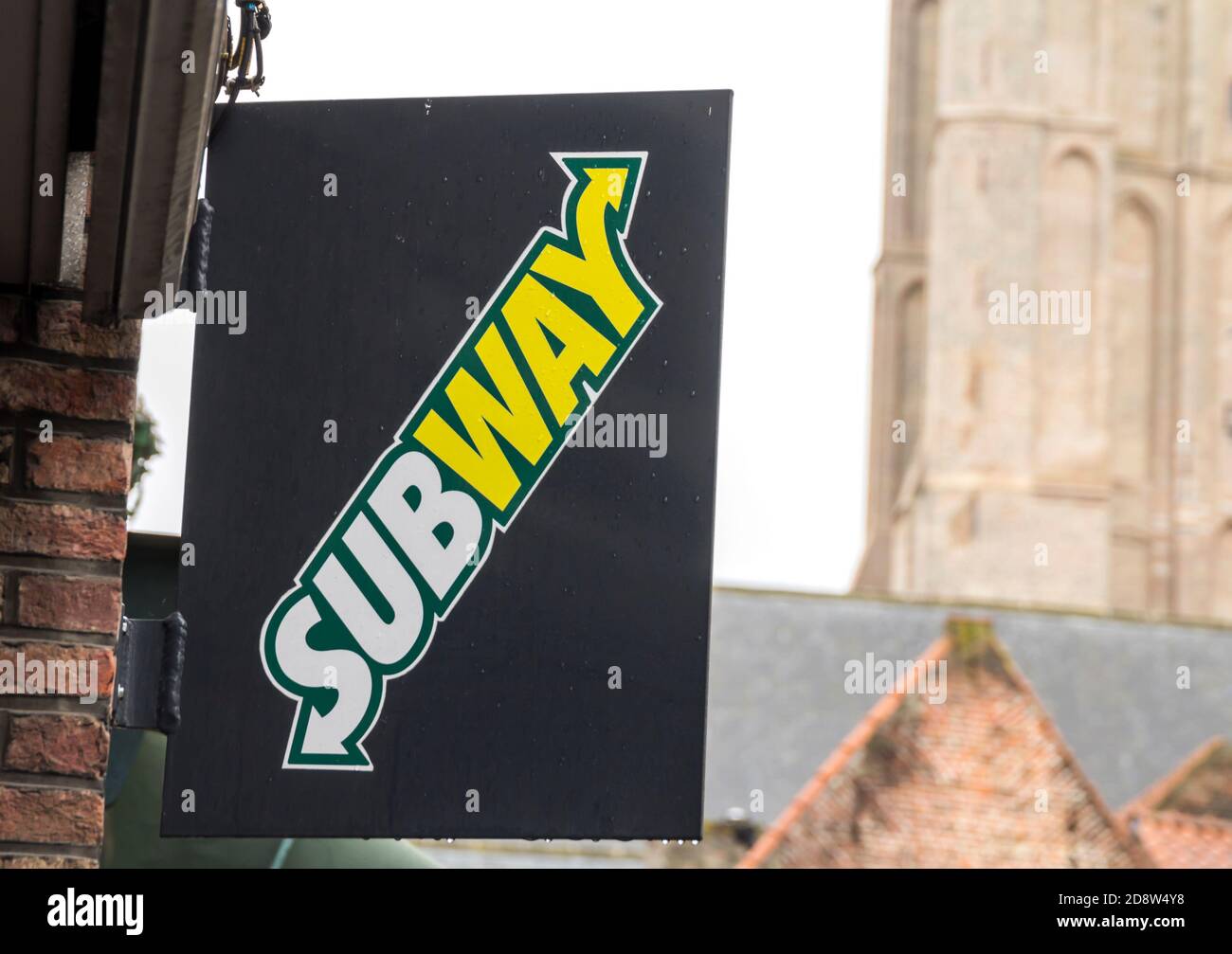 Bruges, Belgium : Store front sign - Subway (Fast food chain ...
