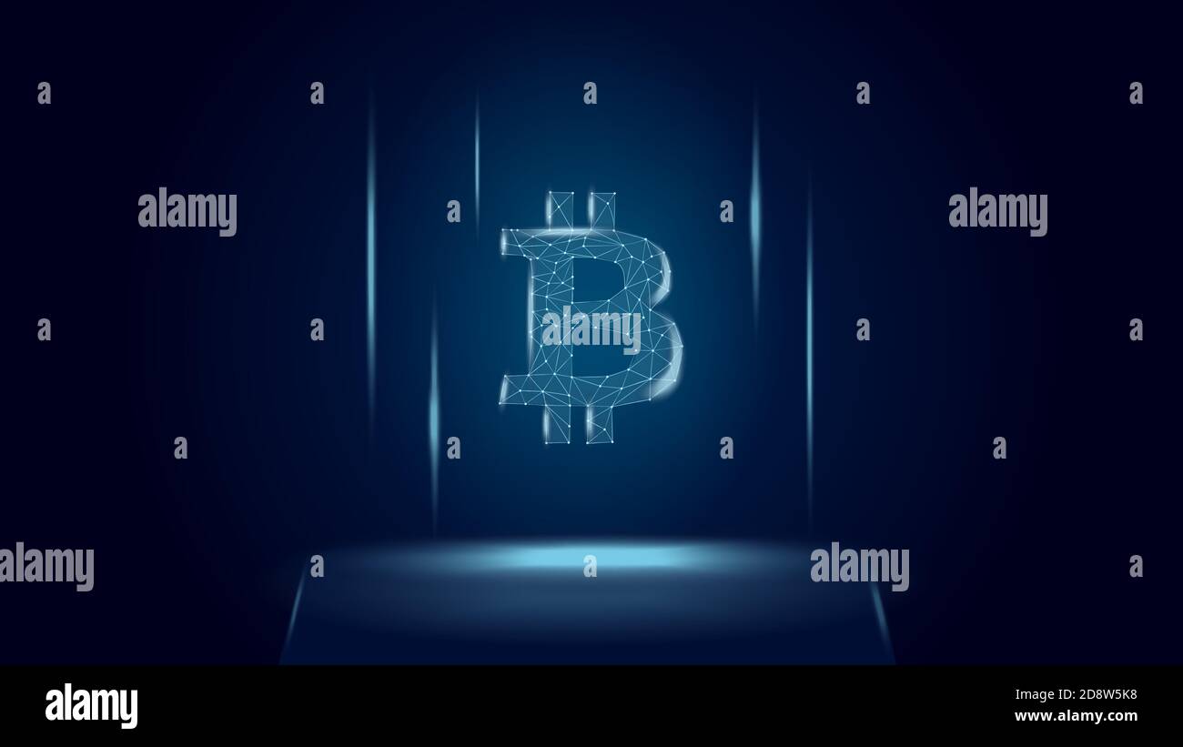 Bitcoin BTC token symbol above the pedestal. Cryptocurrency logo icon ...