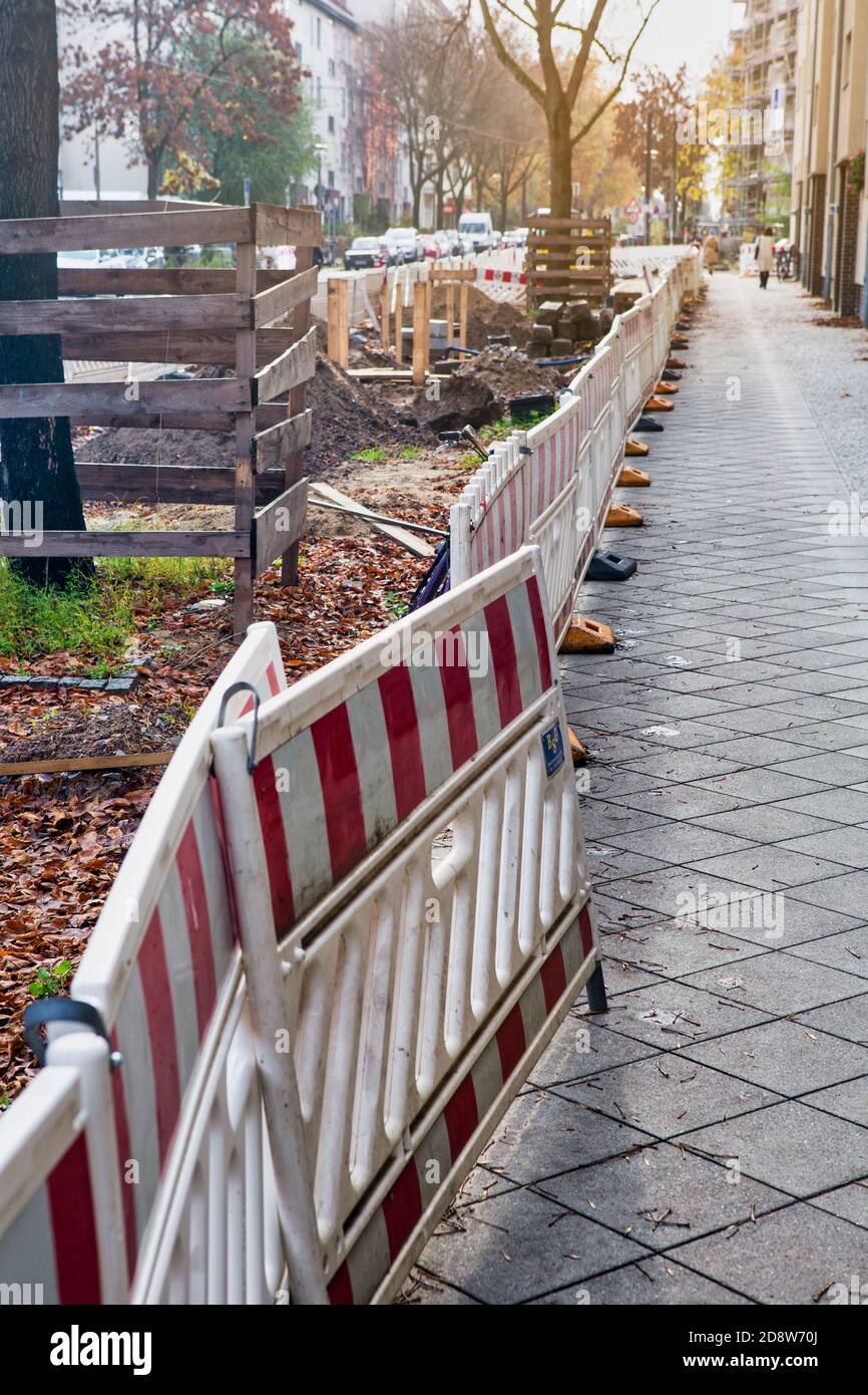 view of sidewalk at a road construction site Stock Photo - Alamy