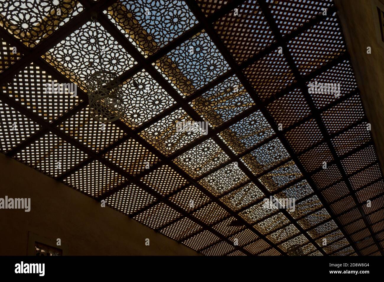 Refurbished roof at the souks of the medina old town in Marrakesh ...