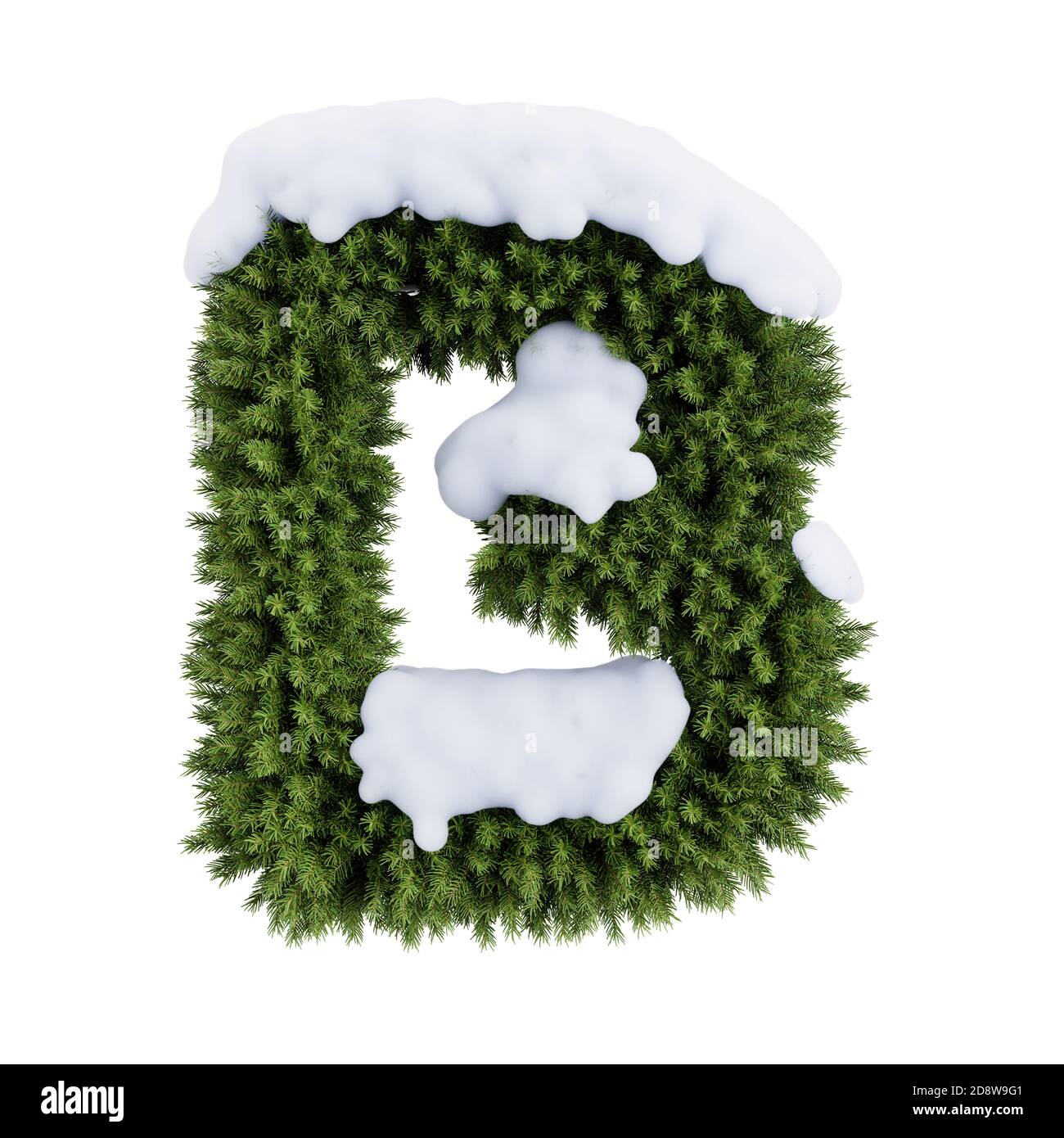 Christmas alphabet ABC character letter B font with snow. Christmas ...