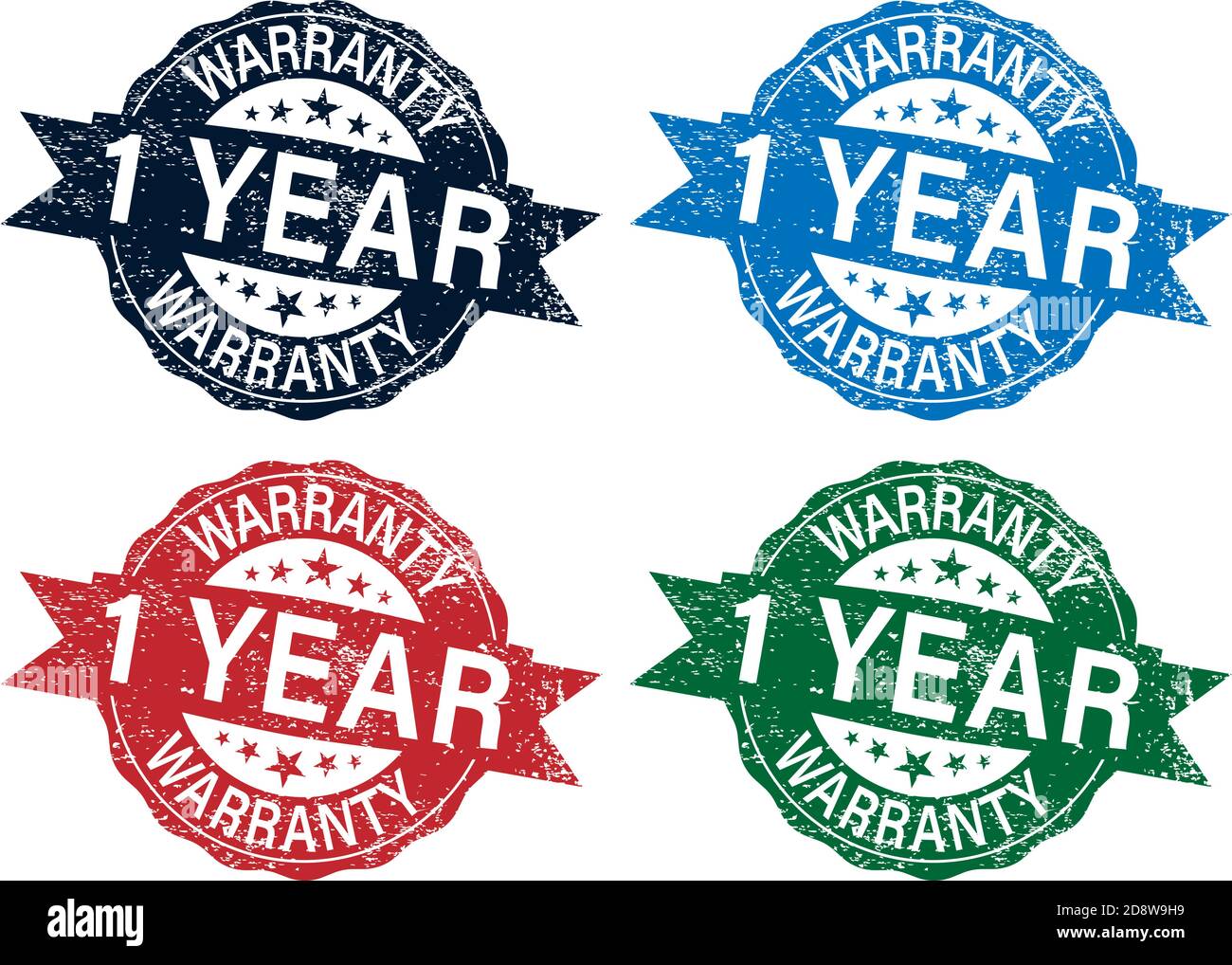 1 year warranty stamp color set , vector illustration Stock Vector ...
