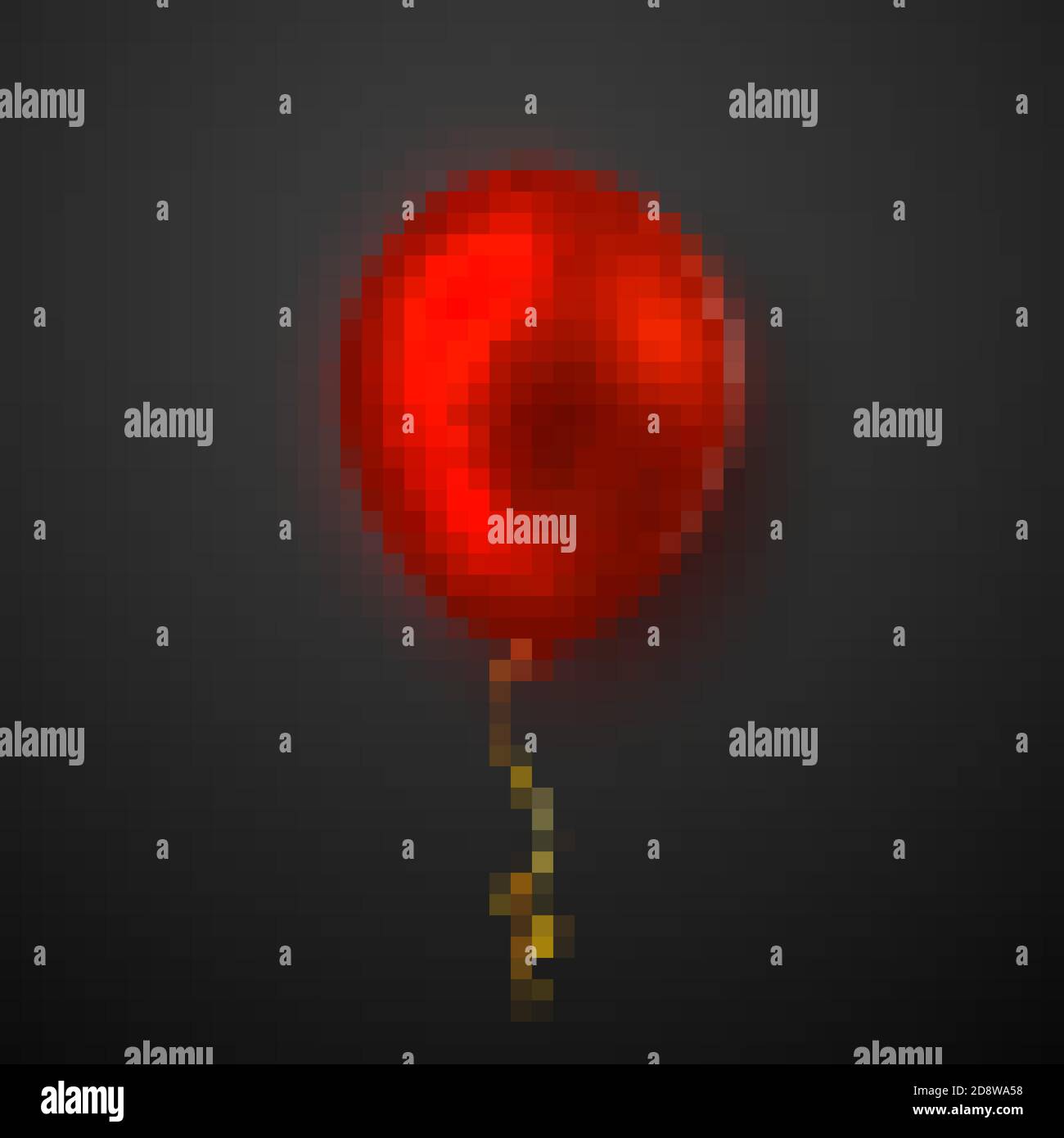 Realistic red balloon on black background with shadow. Shine helium ...