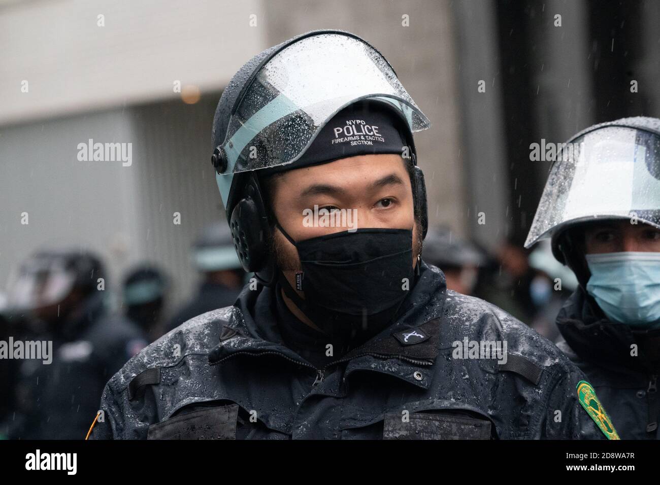 New York, New York, USA. 1st Nov, 2020. A police looks on as New York ...