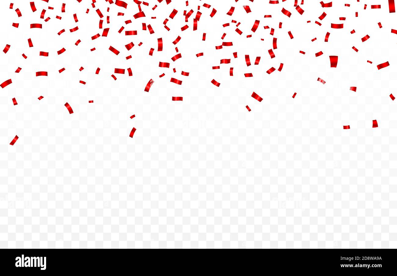 Red confetti. Celebration carnival falling shiny glitter confetti in ...