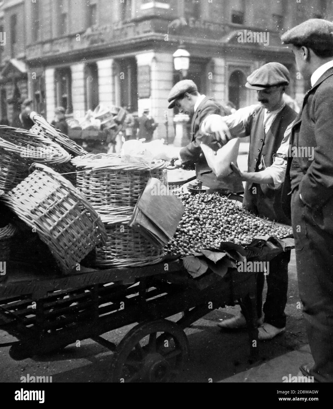 London barrow boy selling cherries, early 1900s Stock Photo - Alamy