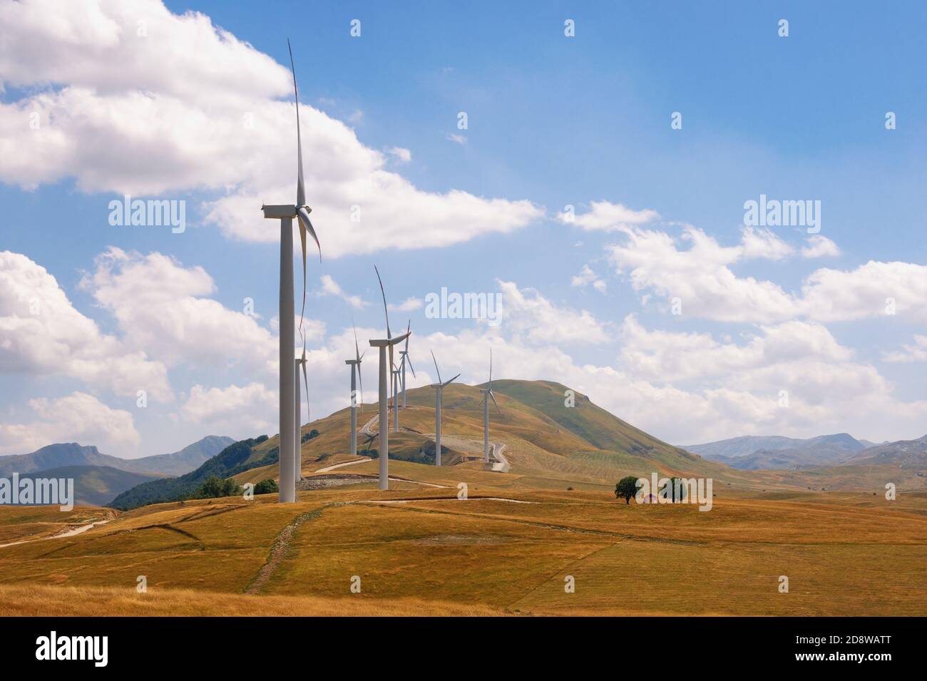 Mountain landscape with windmills. Balkans, Montenegro, Krnovo Stock ...