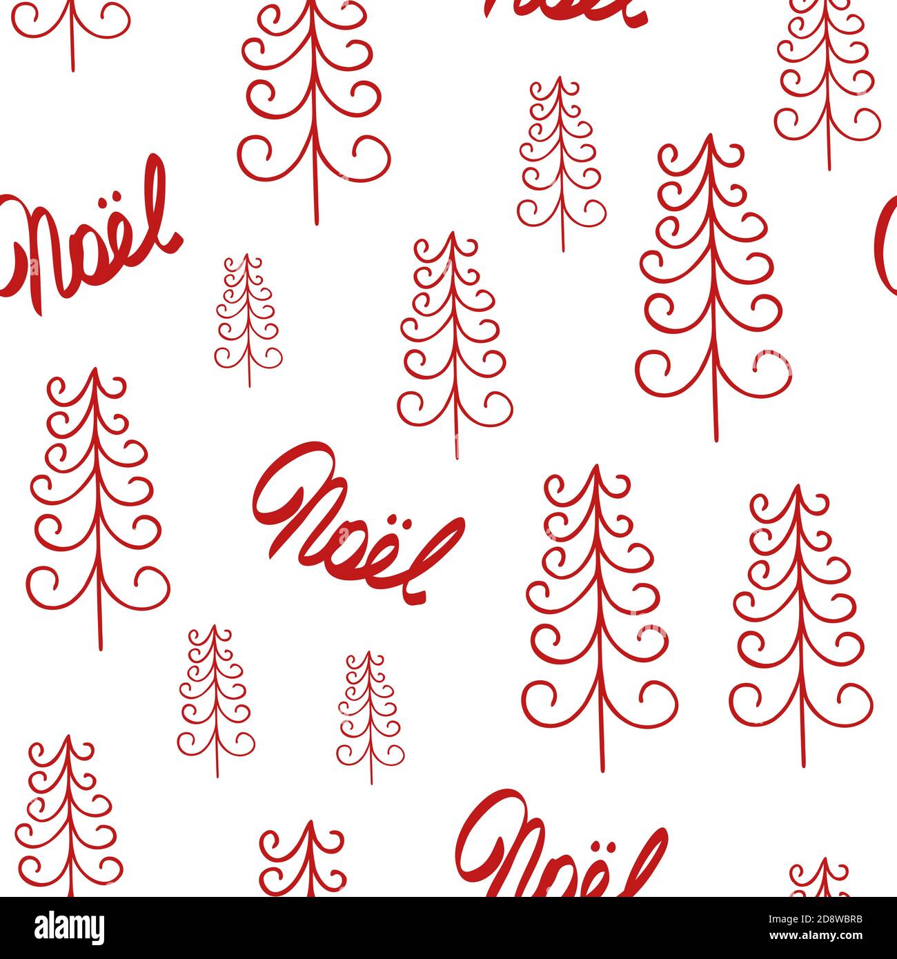 Christmas tree and Merry Christmas in French simple vector seamless ...