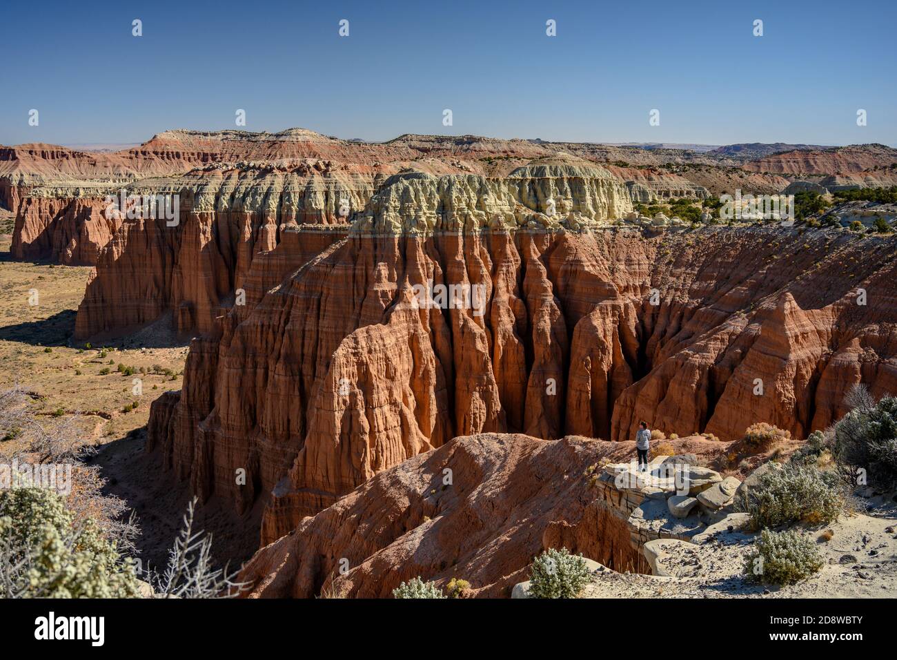 Woman looking over green valley hi-res stock photography and images - Alamy