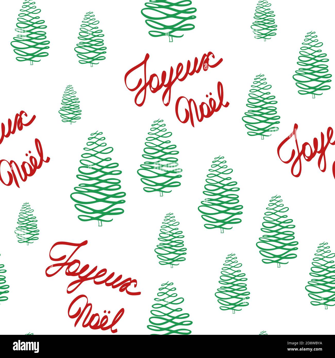 Christmas tree and Merry Christmas in French simple vector seamless ...