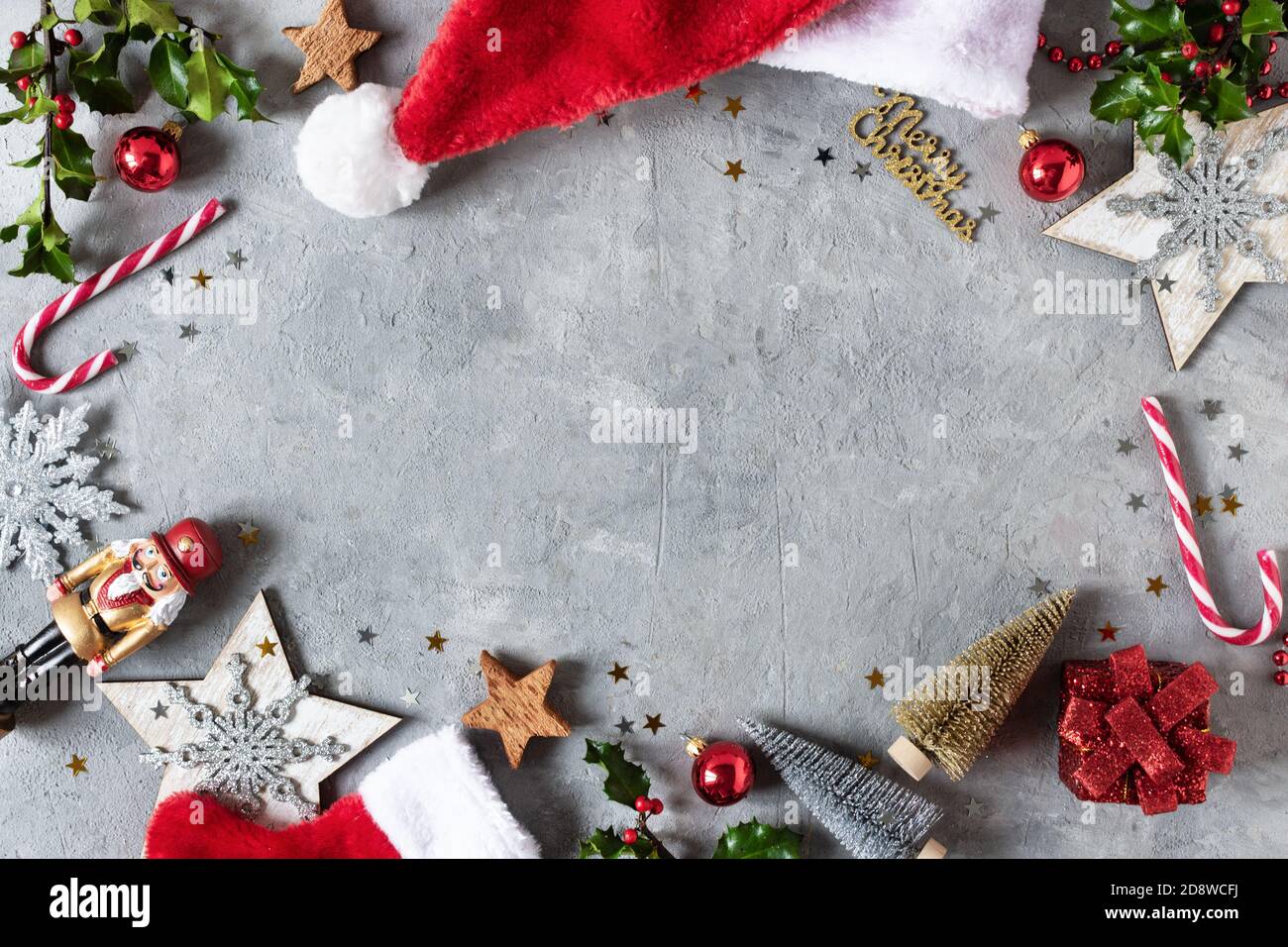 Christmas background with Christmas decoration, Christmas candy canes ...