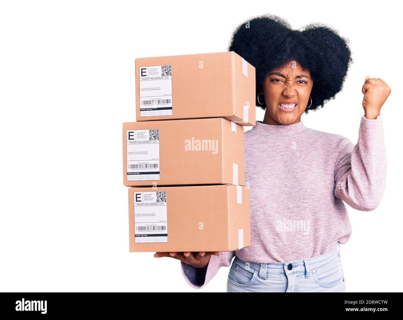 Angry woman package Cut Out Stock Images & Pictures - Alamy