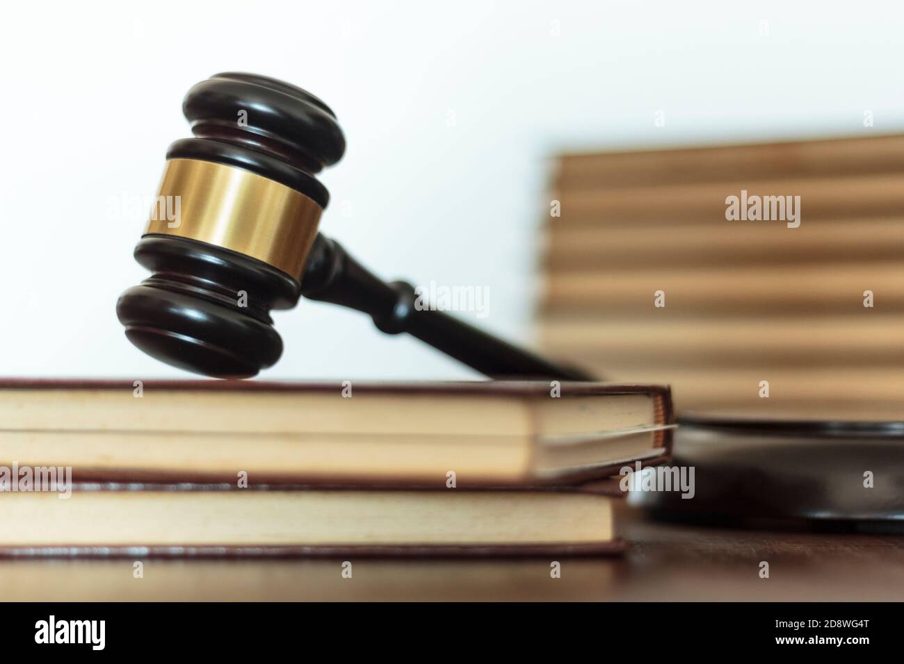 Close up of Judge's gavel and law books. Law and justice concept Stock ...