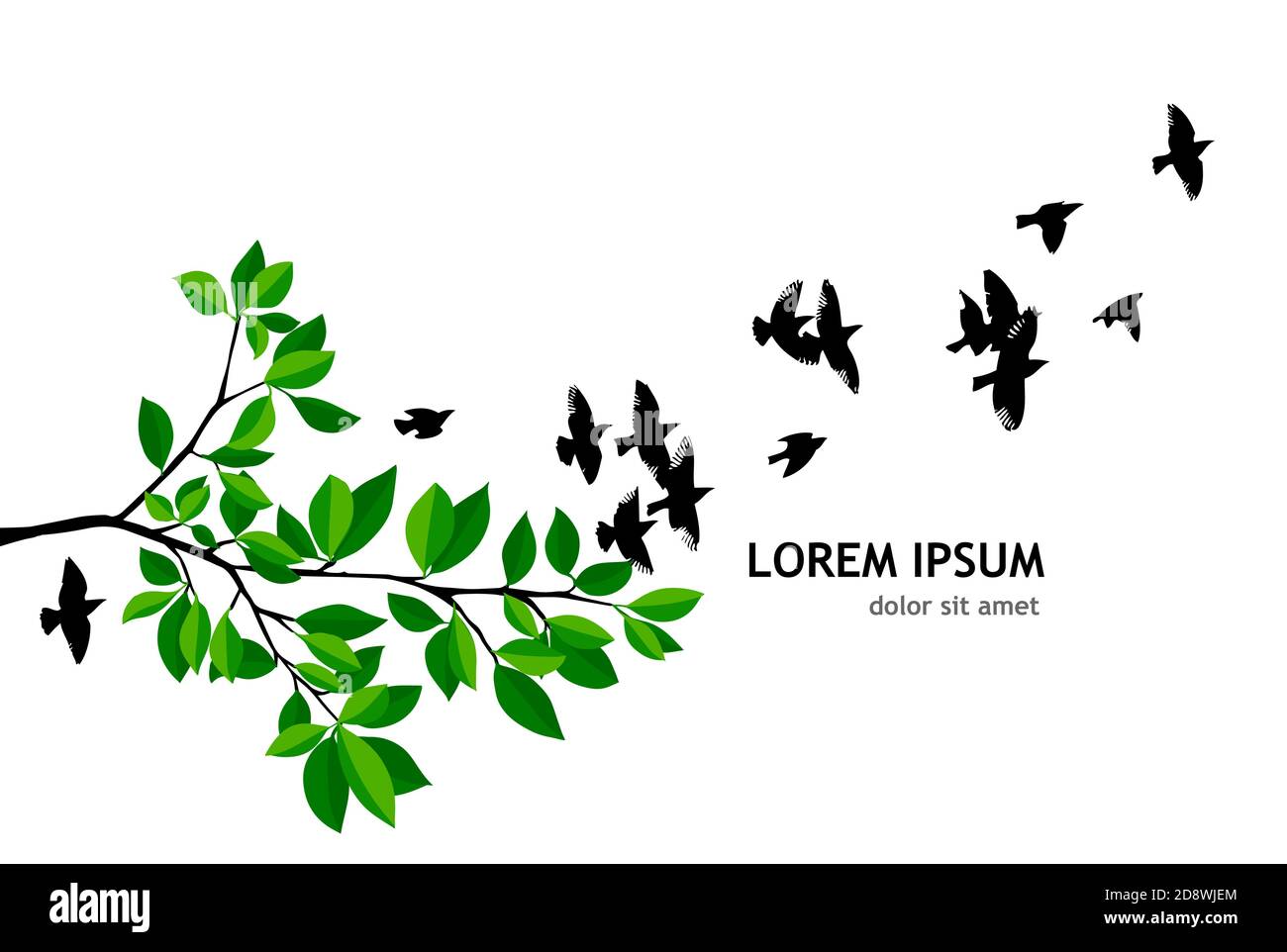 Flying birds from a tree branch. Vector illustration Stock Vector Image ...