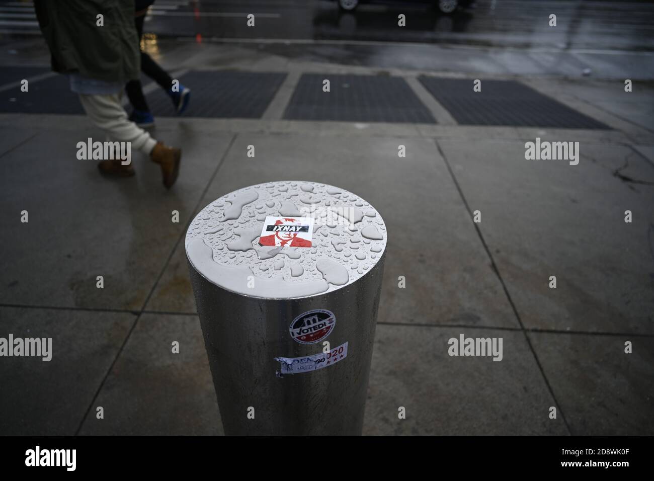 Brooklyn, New York 1 November 2020 Anti-Trump and I Voted stickers on ...
