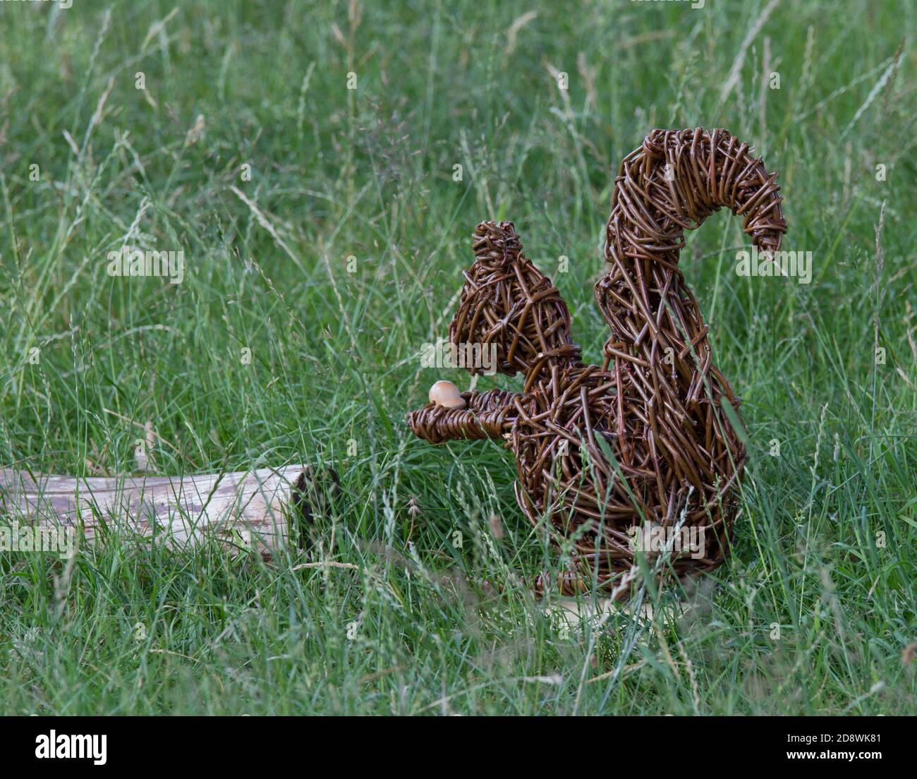 A novelty wicker work squirrel holding an acorn Stock Photo - Alamy