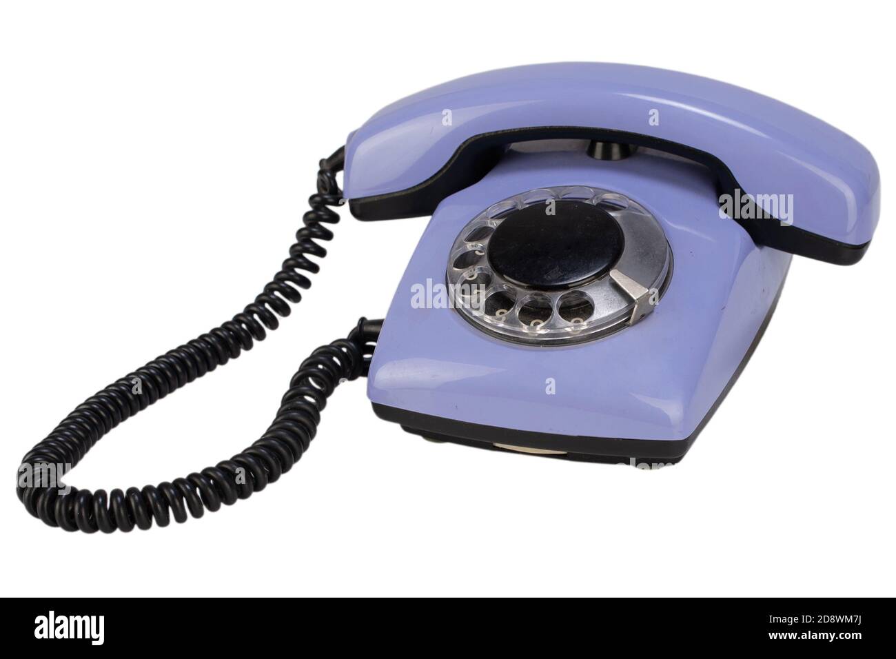 vintage retro violet rotary telephone isolated on white background ...