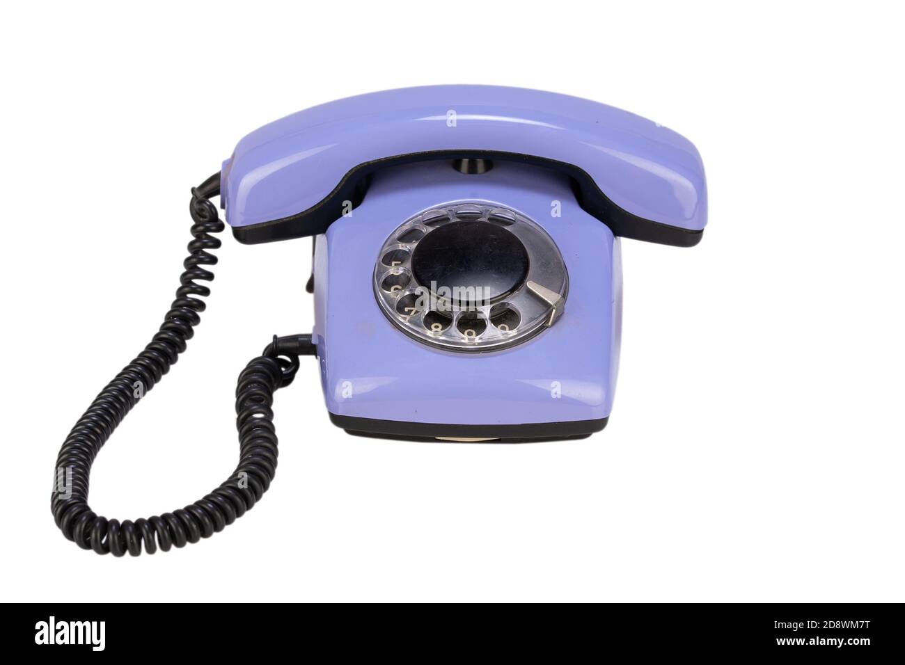 vintage retro violet rotary telephone isolated on white background ...