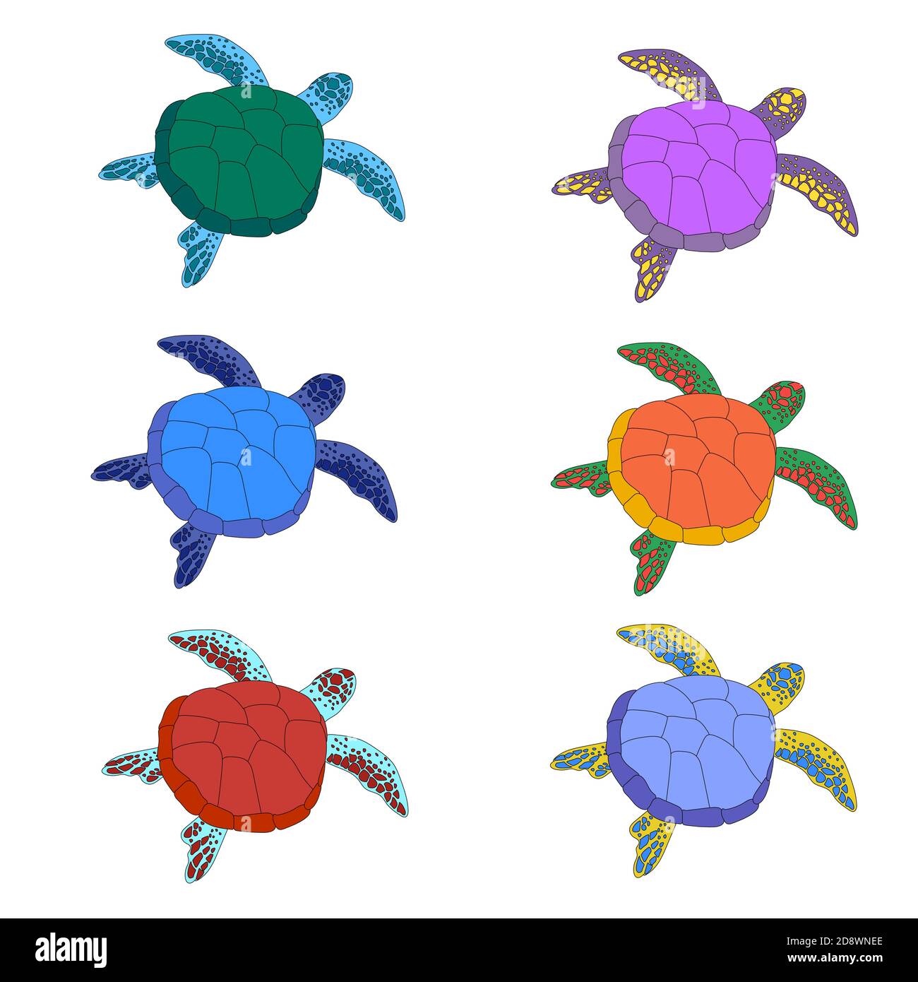 Colorful Turtles Clipart