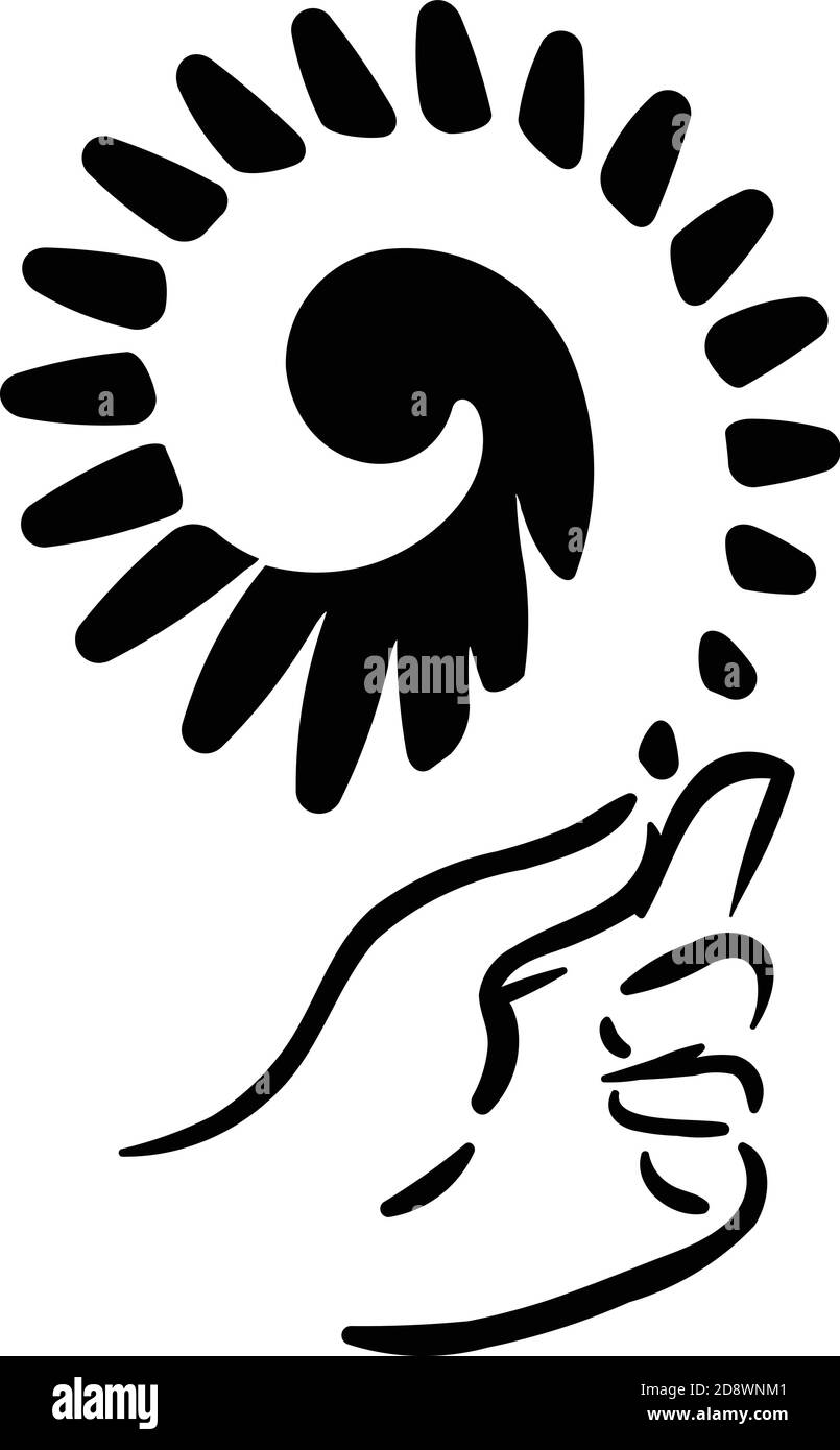 Hand holding magic symbol of swirl spiral energy with inside movement ...