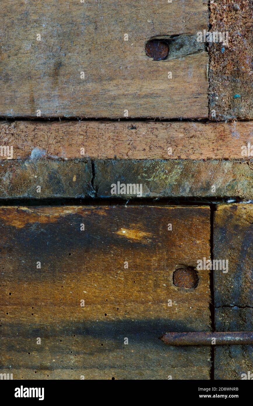 Old worn wood texture and rusty nails Stock Photo - Alamy