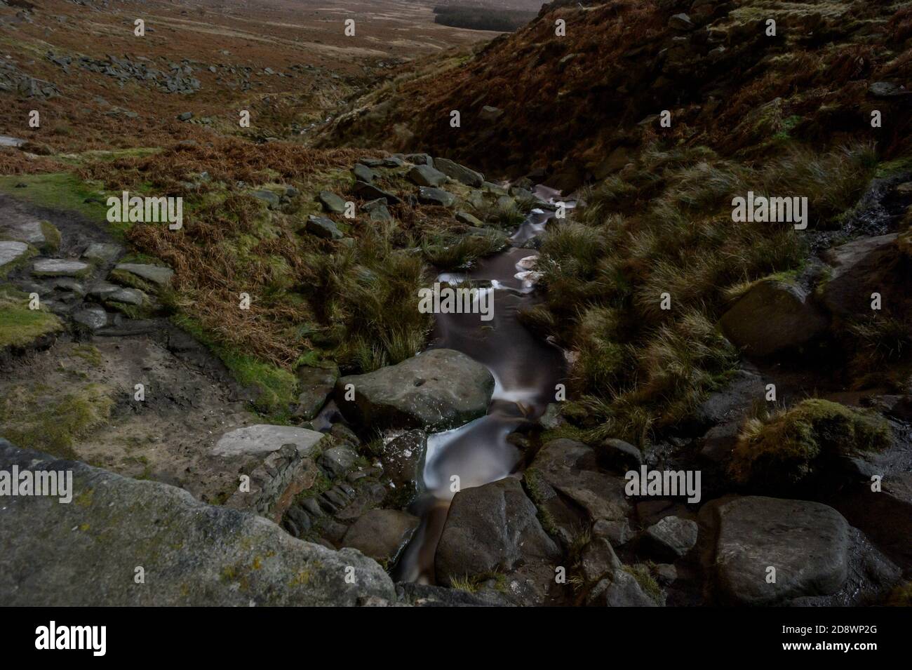 Upper Burbage North by moonlight, Peak District National Park ...