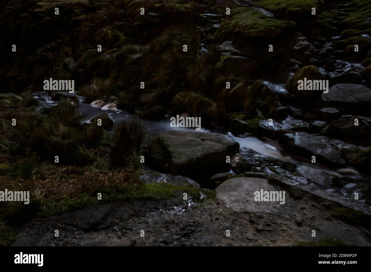 Upper Burbage North by moonlight, Peak District National Park ...