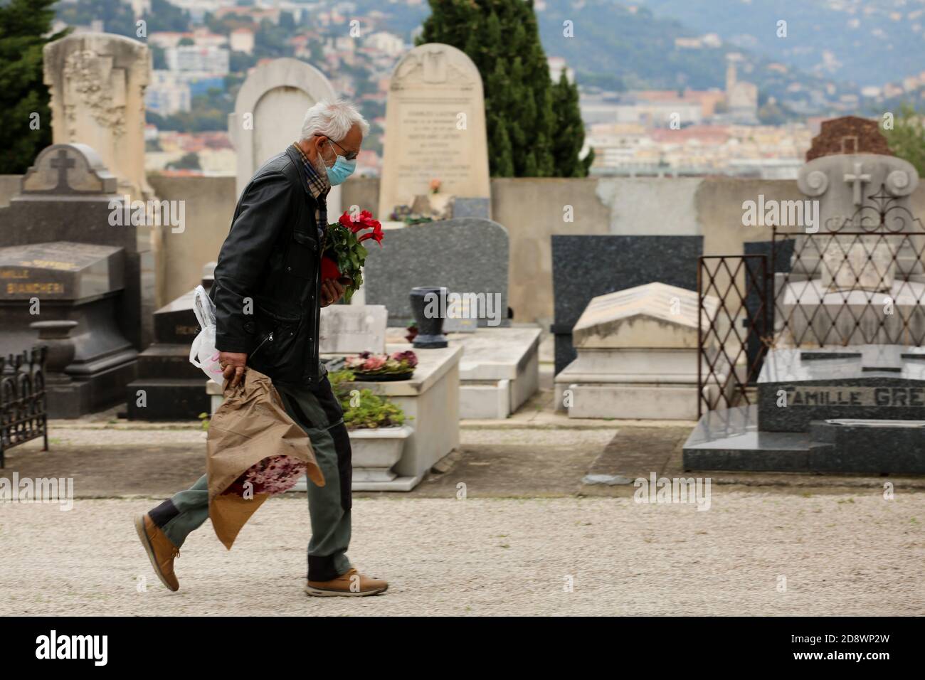Nice, France. November 1, 2020: Nice, France. 1 November 2020. People ...