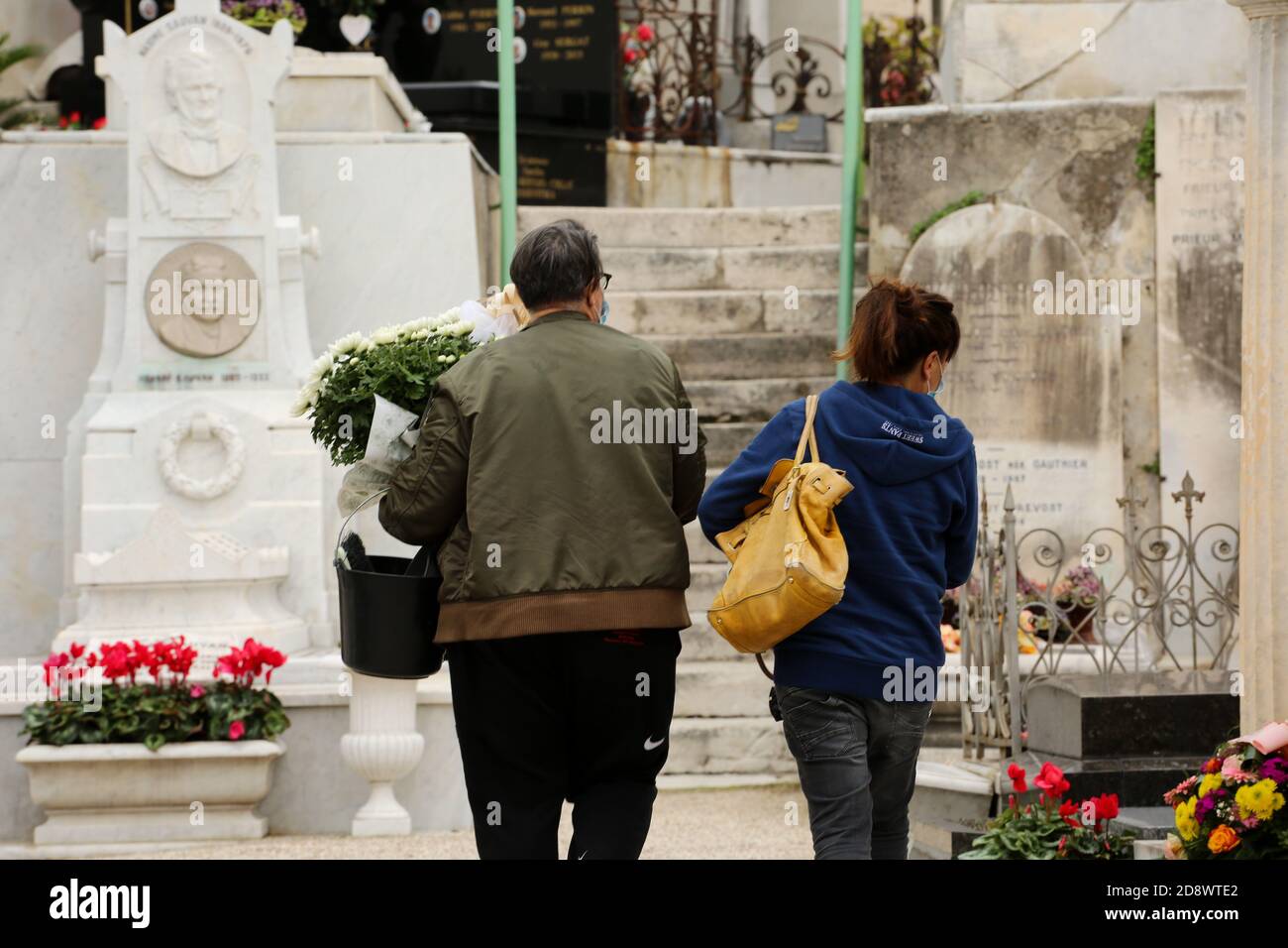 Nice, France. November 1, 2020: Nice, France. 1 November 2020. People ...