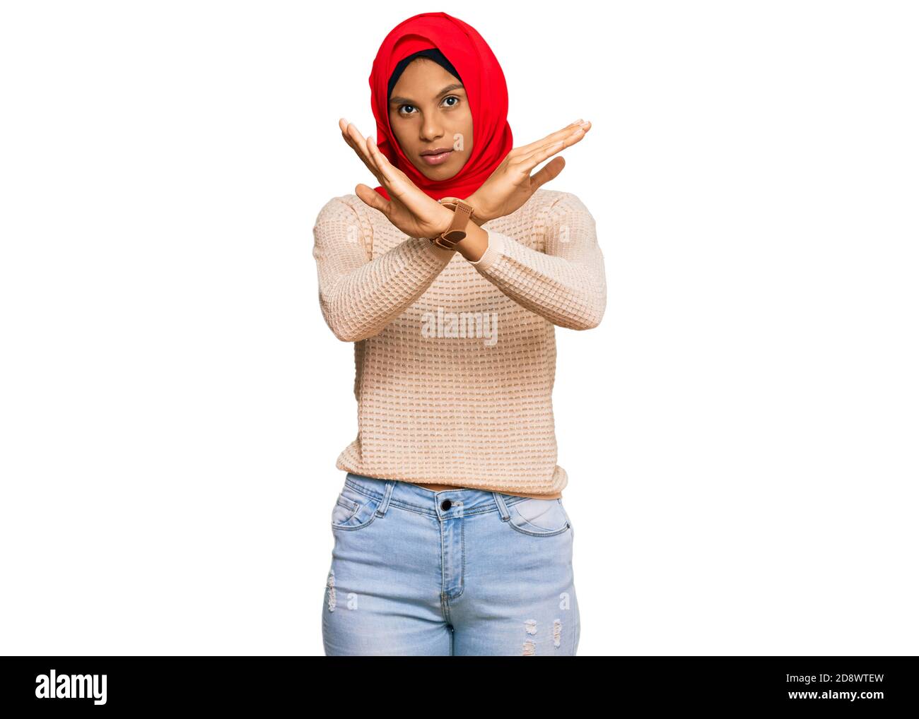 Young african american woman wearing traditional islamic hijab scarf ...