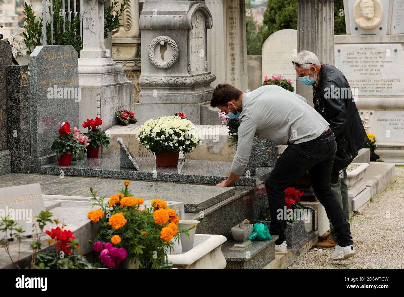 Nice, France. November 1, 2020: Nice, France. 1 November 2020. People ...