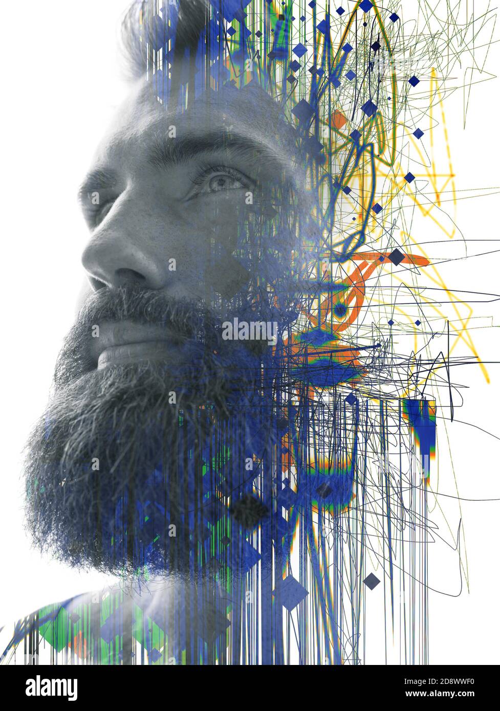 Portrait combined with a digital illustration Stock Photo - Alamy