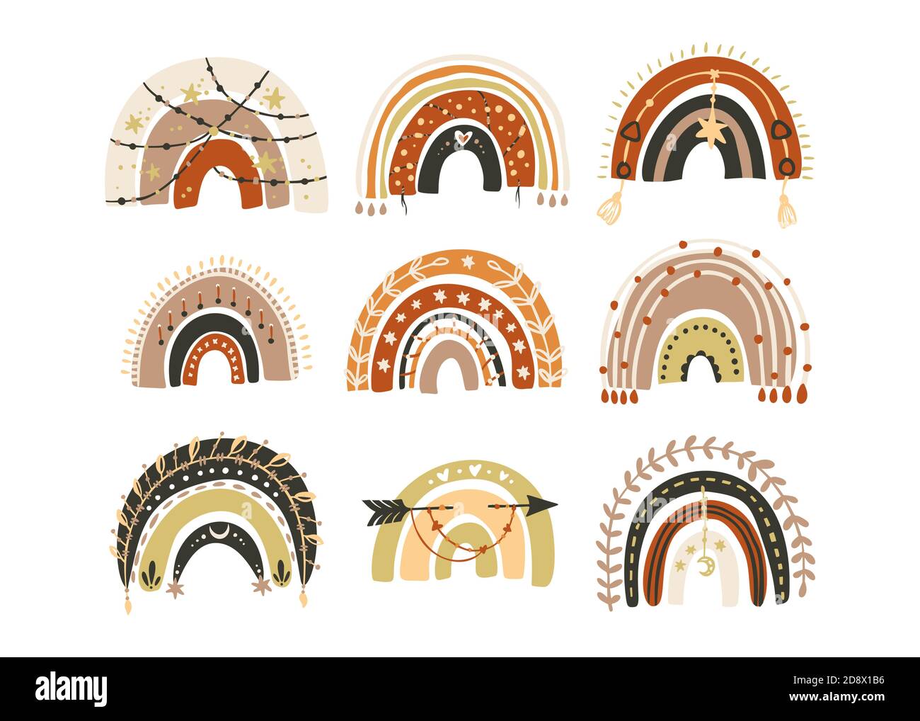 Scandinavian vector boho rainbow set. Perfect for children room wall ...