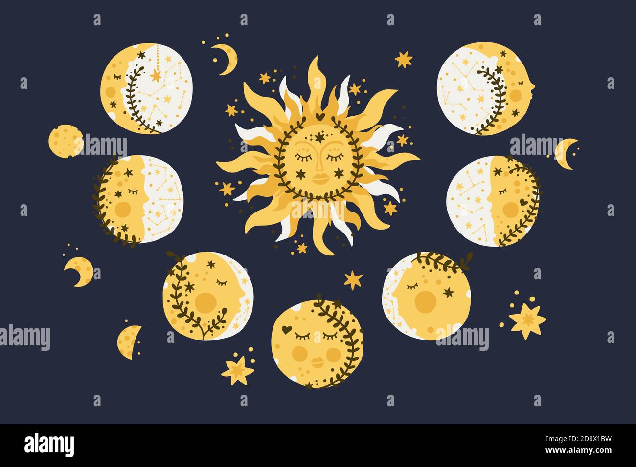 Moon phases cartoon illustration hi-res stock photography and images ...
