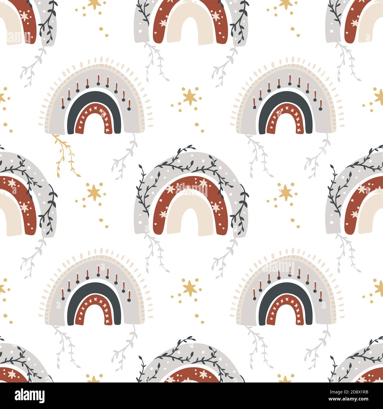 Bohemianl rainbow hand drawn pattern, ethnic pattern. Boho seamless ...