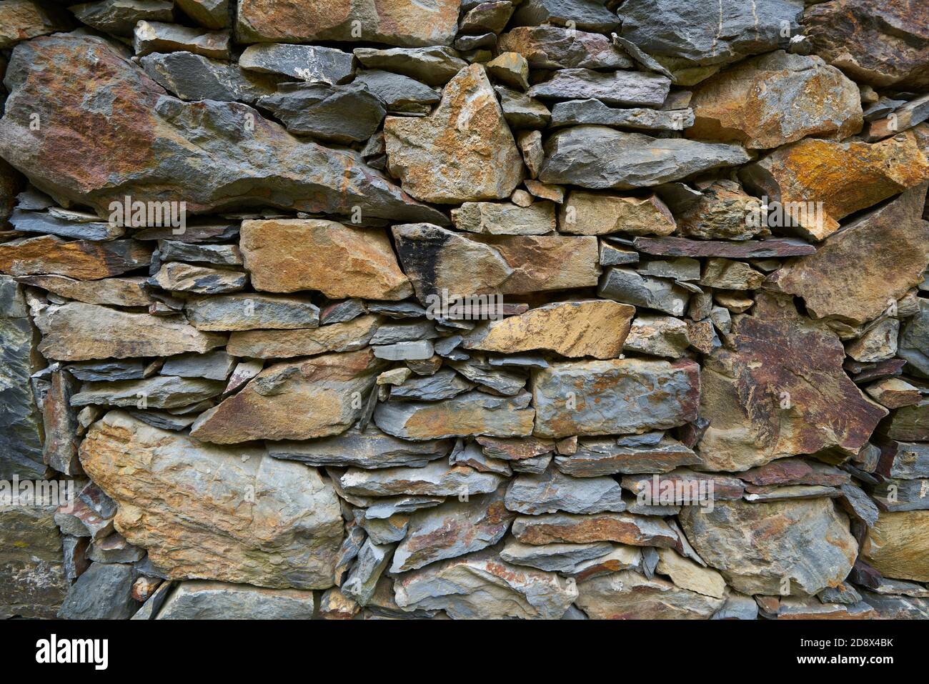 Schist detail of a typical historic antique house in the north of ...