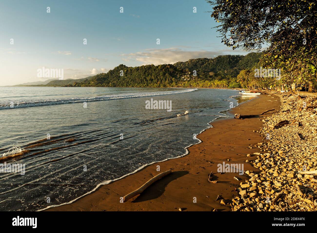 Pacific coast of Costa Rica in Central America, evening sunset with ...