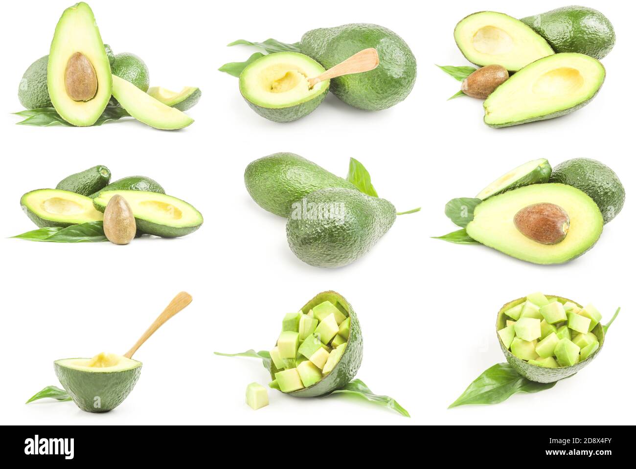 Tropical set green avocados Cut Out Stock Images & Pictures - Alamy
