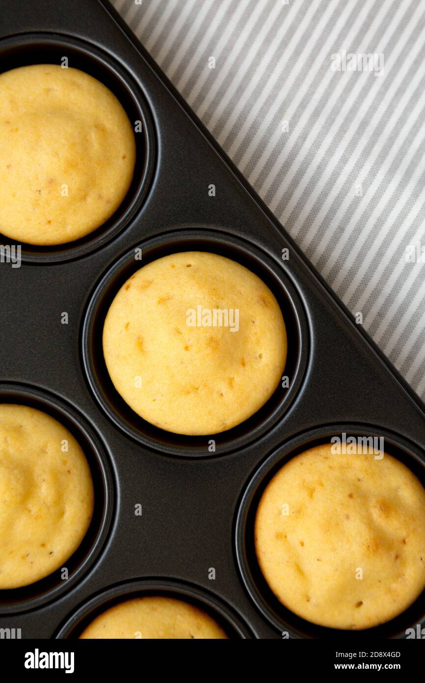 Homemade Cornbread Muffins, top view. Flat lay, from above, overhead ...