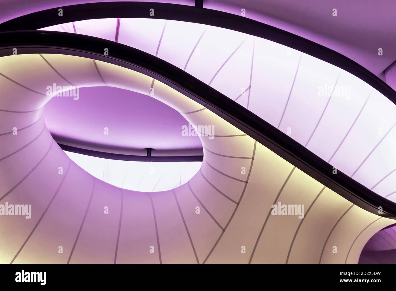 abstract purple light wall inside Science Museum in London Stock Photo ...