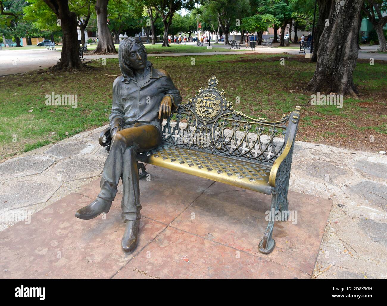 John Lennon bronze statue in John Lennon Park (Parque) in Havana, Cuba ...