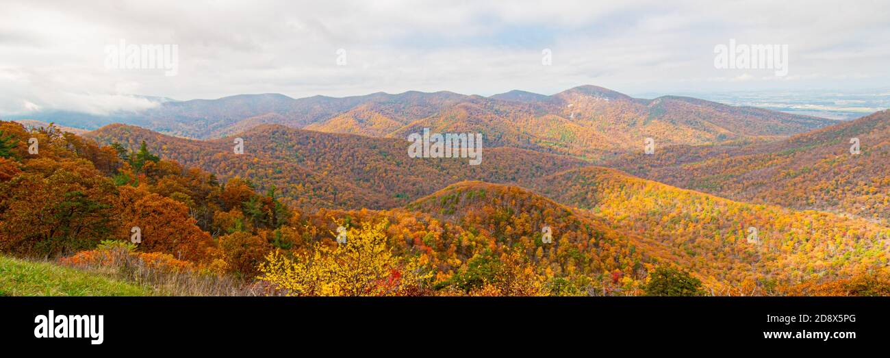 Scenic morning view in Virginia from Skyline Drive during fall Stock ...