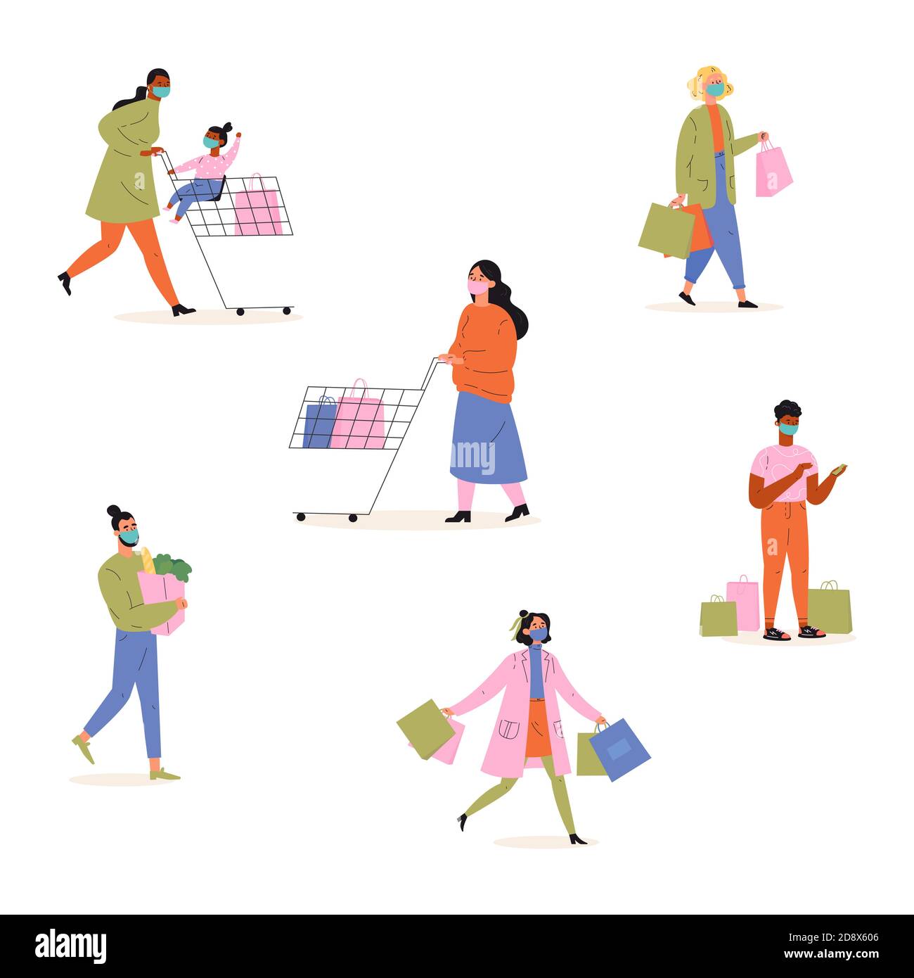 Collection of happy people shopping Stock Vector Image & Art - Alamy