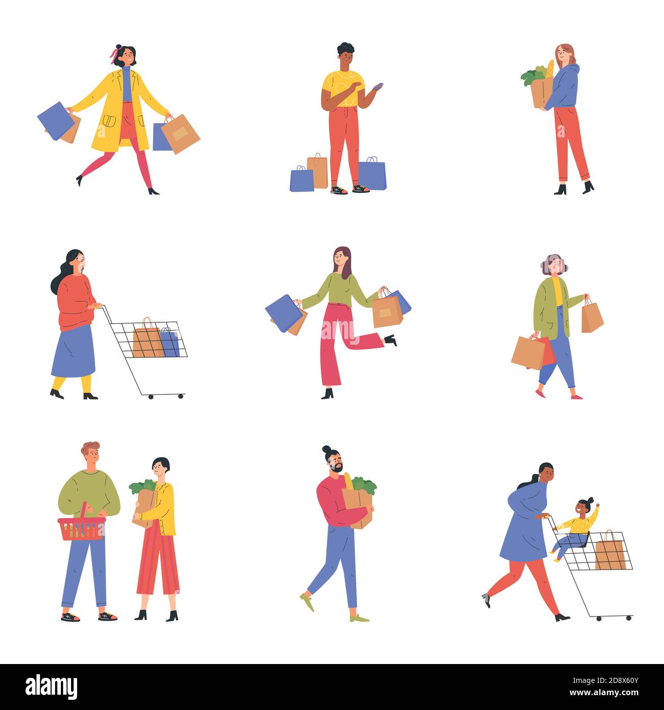 Collection of happy people shopping Stock Vector Image & Art - Alamy
