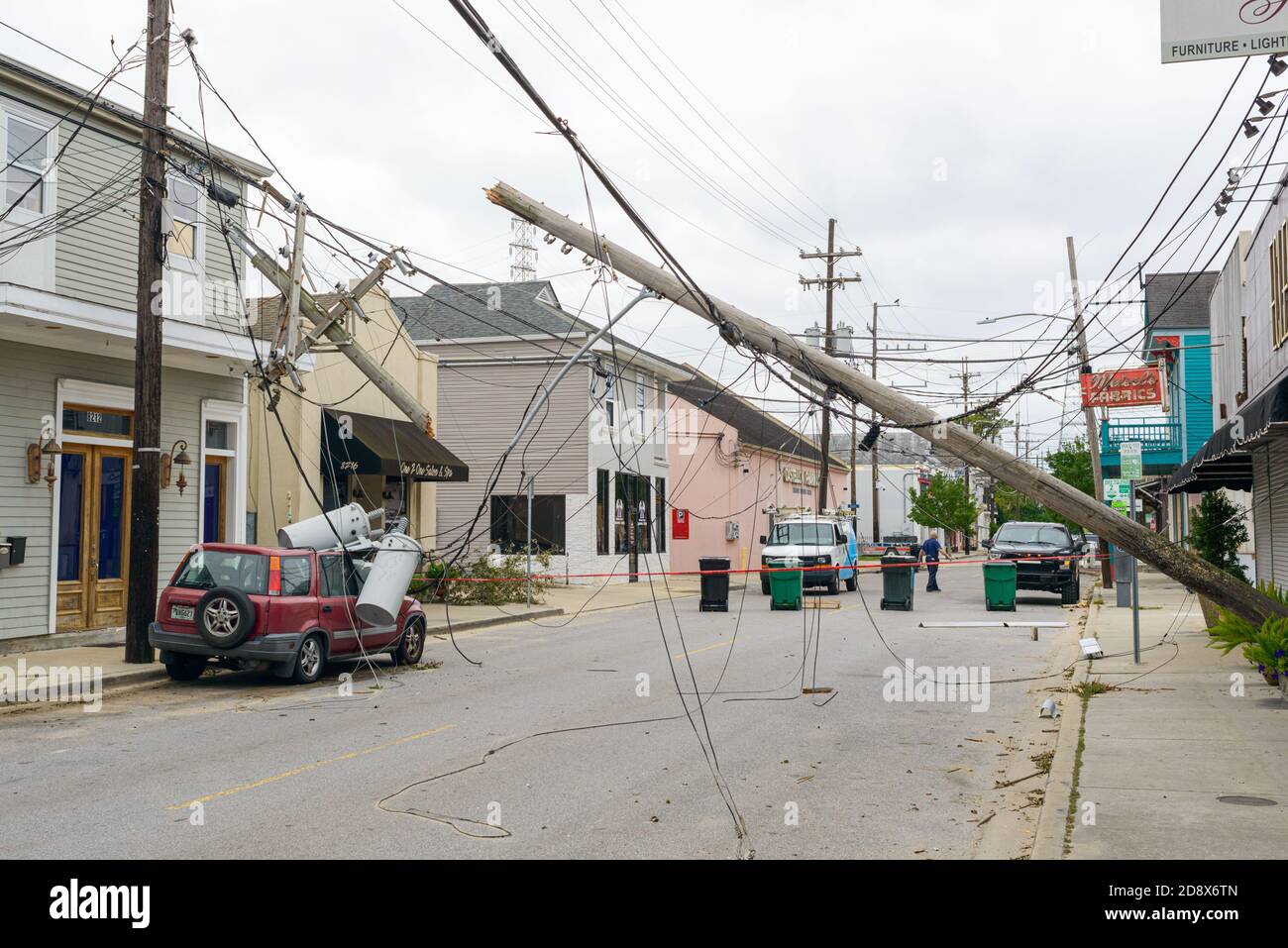 New Orleans, Louisiana/USA - 10/30/2020: Collapsed Utility Pole from ...