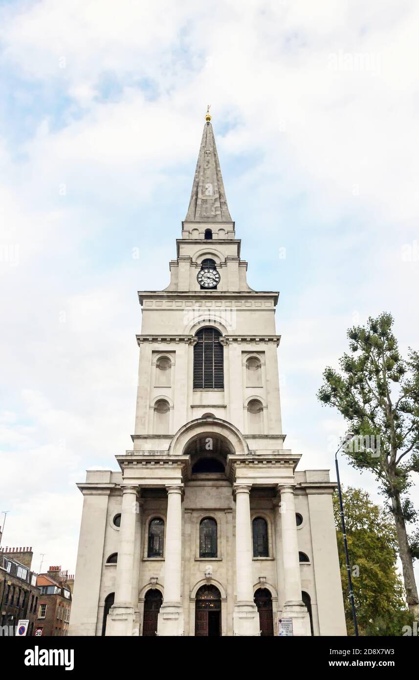 Christ Church with street view at Spitalfields street in London Stock ...