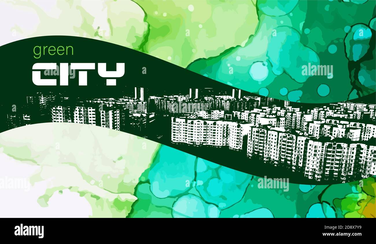 Trace City. There are many houses on the street. Vector illustration ...