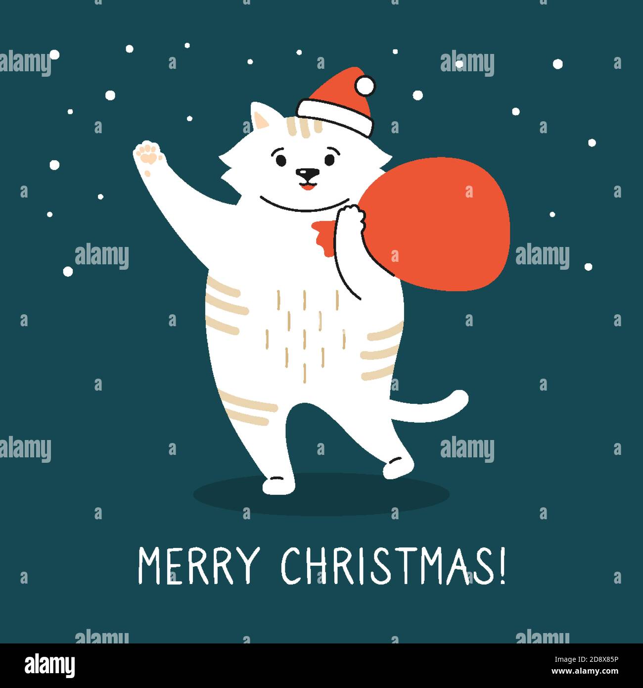 Funny Christmas Cat Cartoon